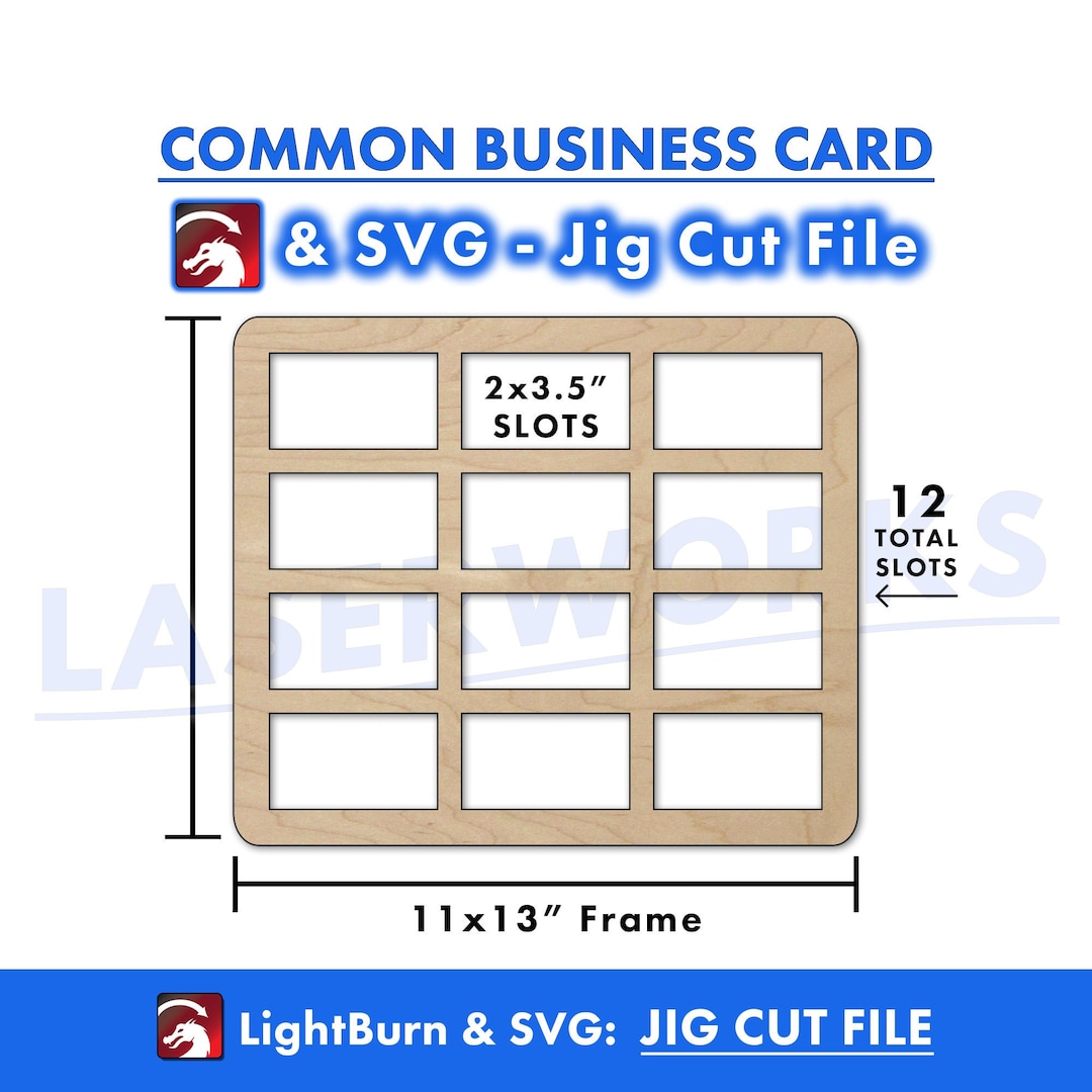 Business Card Engraving Jig: 2x3.5" Grid Template (SVG & Lightburn File ...