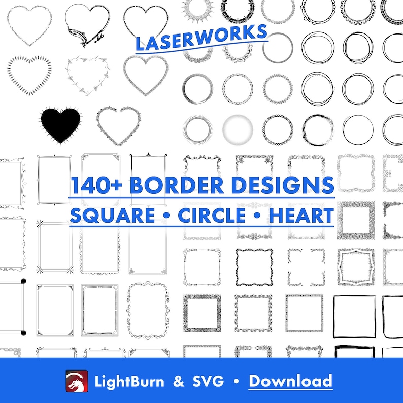 160+ Border Lines Frames: Square, Circle, Rectangle | Lightburn Art ...