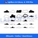 150 Cloud Designs, Outline, Silhouette Lightburn Art Library Digital ...
