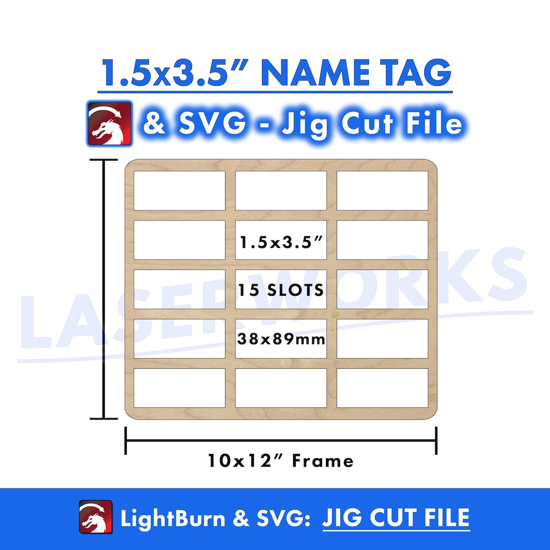 Name Tag Engraving Jig: 15 Grid Template (SVG & Lightburn File) - Etsy