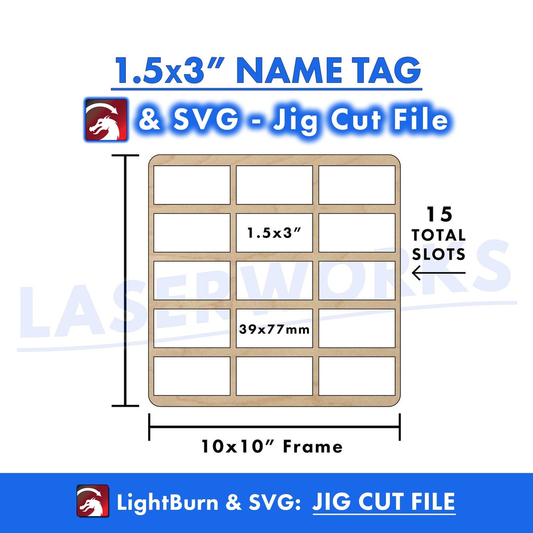 Name Tag Engraving Jig: 15 Grid Template, 39x77mm (SVG & Lightburn File ...