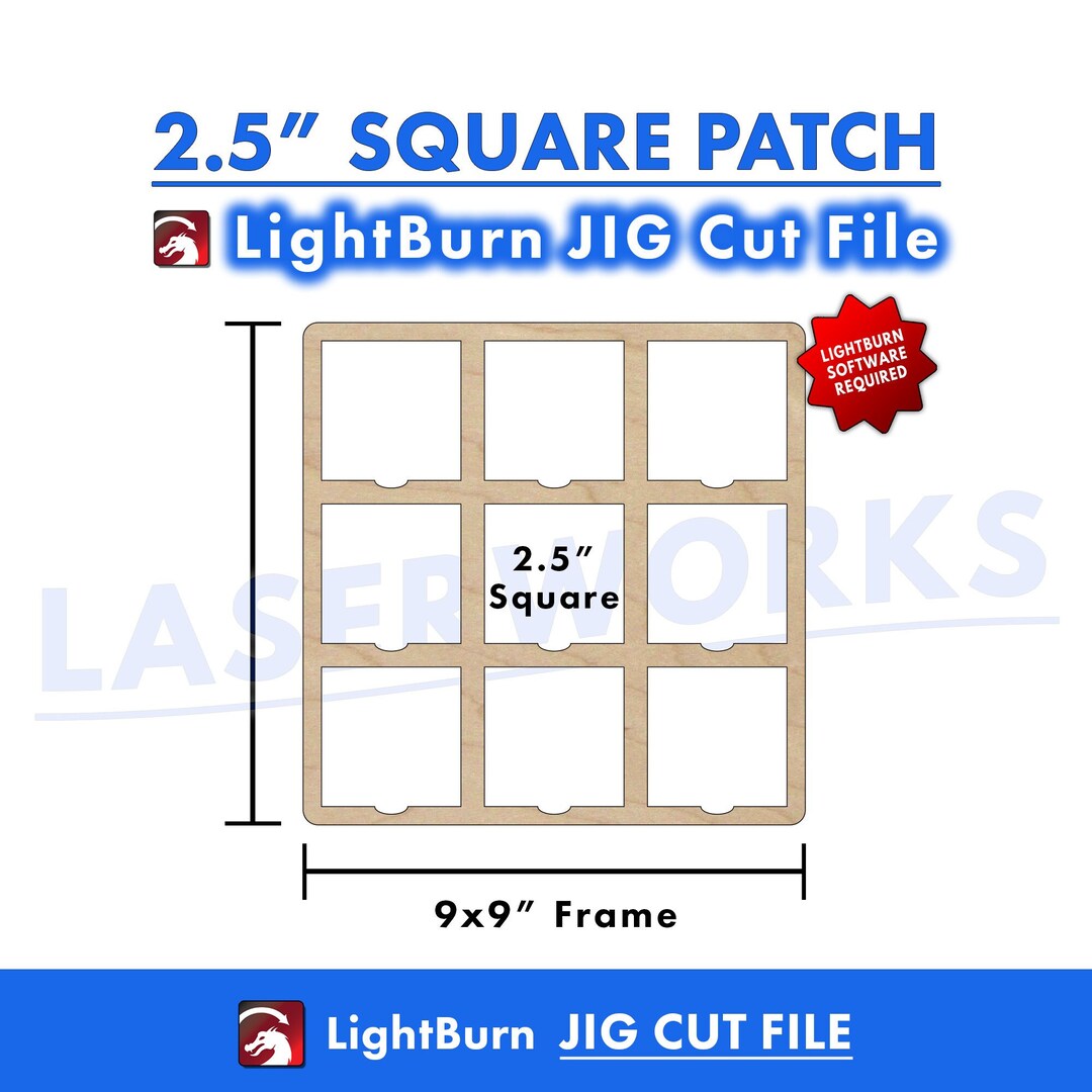 Square Leather Patch Engraving Jig, 2.5 Inch, Lightburn Digital File, 9 ...