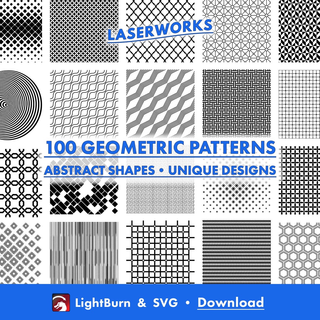 100 Geometric Pattern Designs, Lightburn Art Library Digital File ...