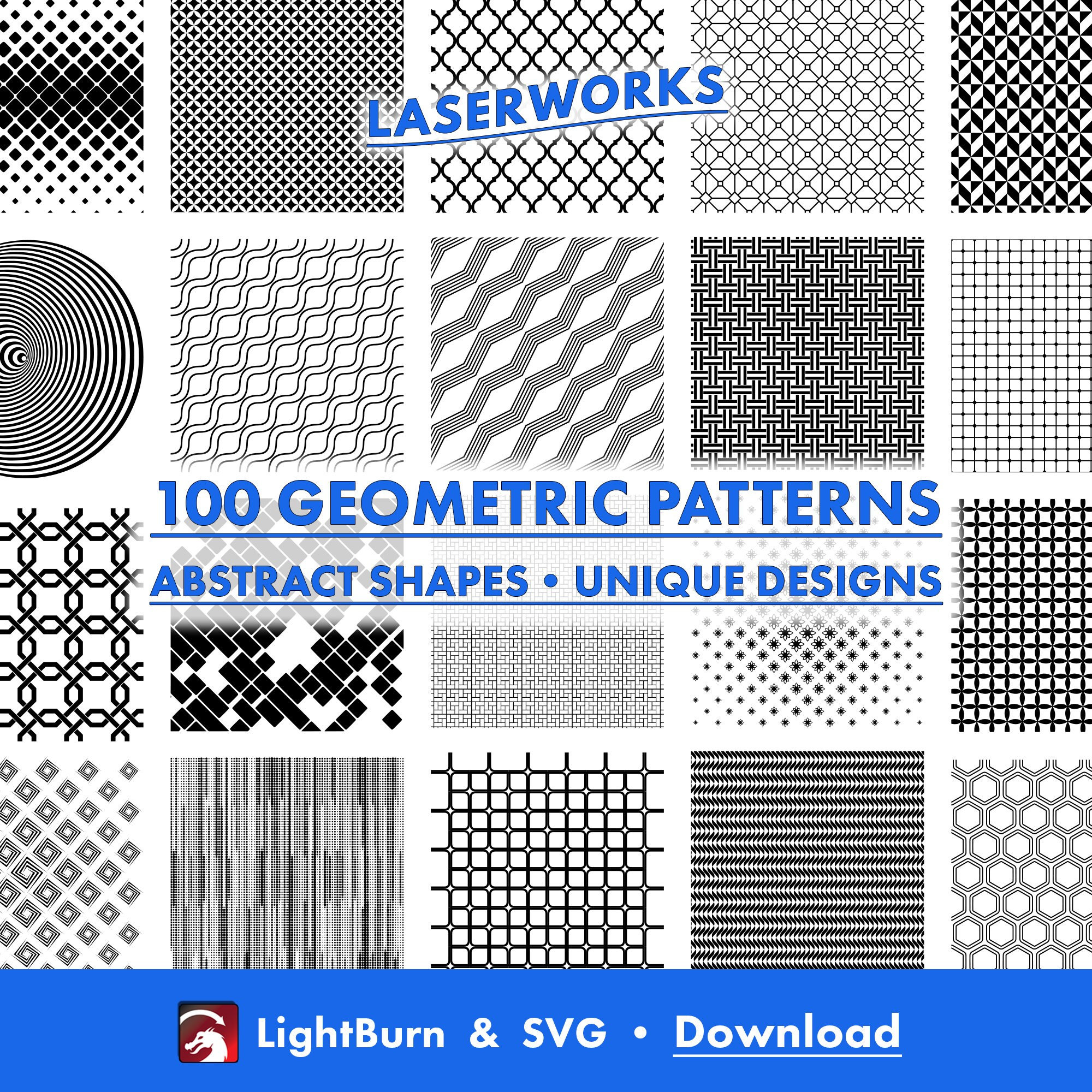 100 Geometric Pattern Designs Lightburn Art Library Digital - Etsy