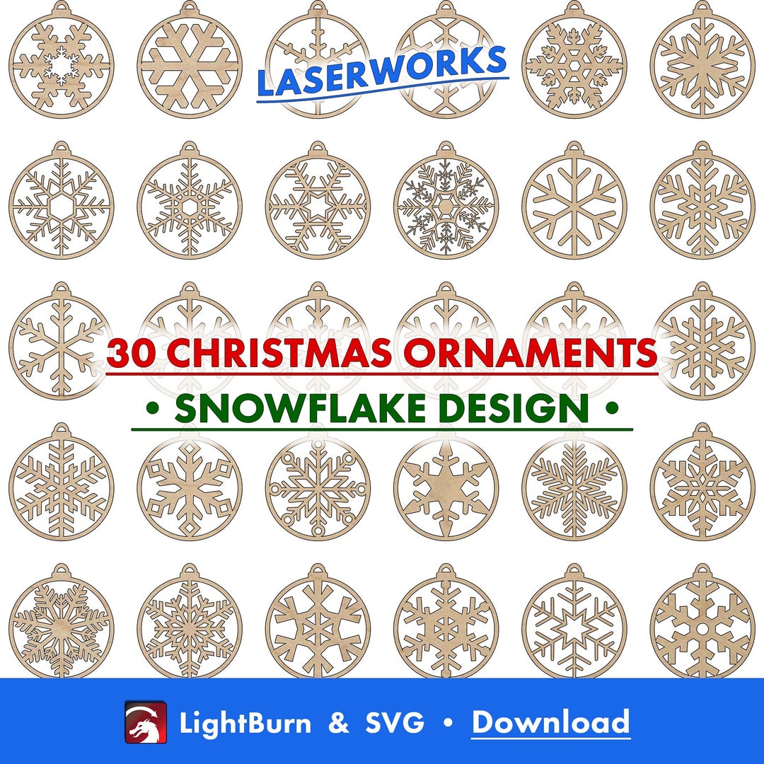 Snowflake Christmas Ornaments: Laser Cut SVG, Lightburn Art Library ...