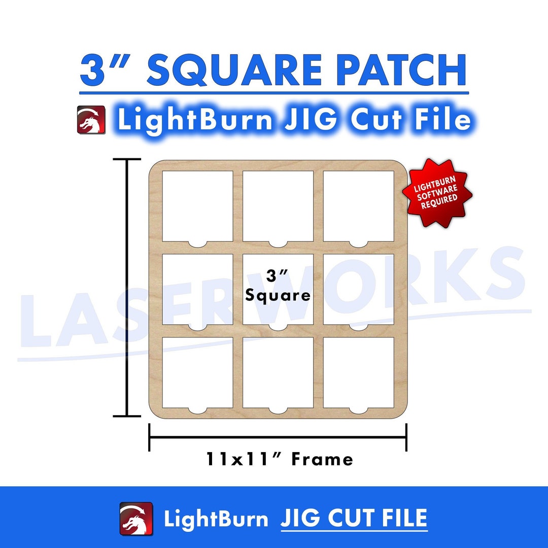 Square Leather Patch Engraving Jig, 3 Inch, Lightburn Digital File, 9 ...
