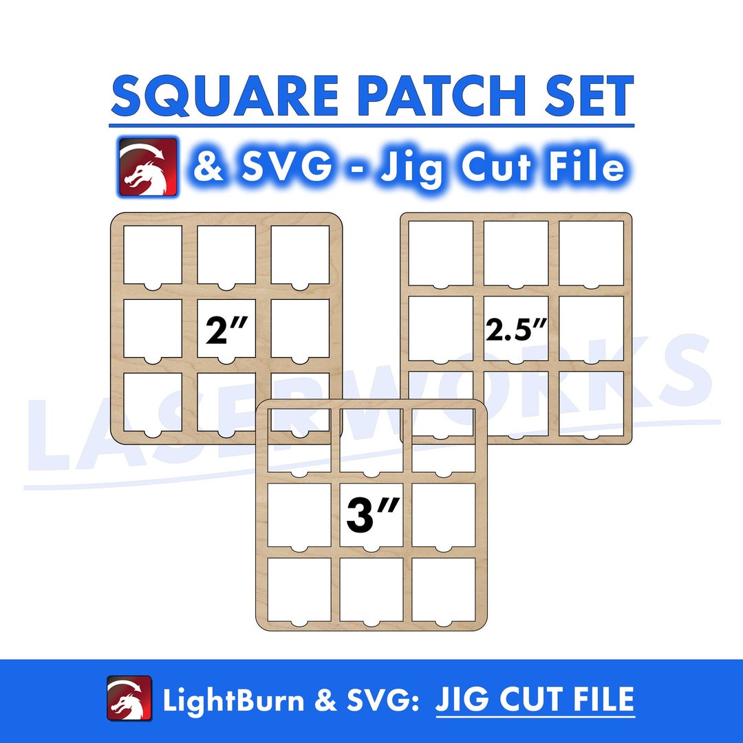 Square Leather Patch Engraving Jig Set: 9 Grid Template (SVG and ...