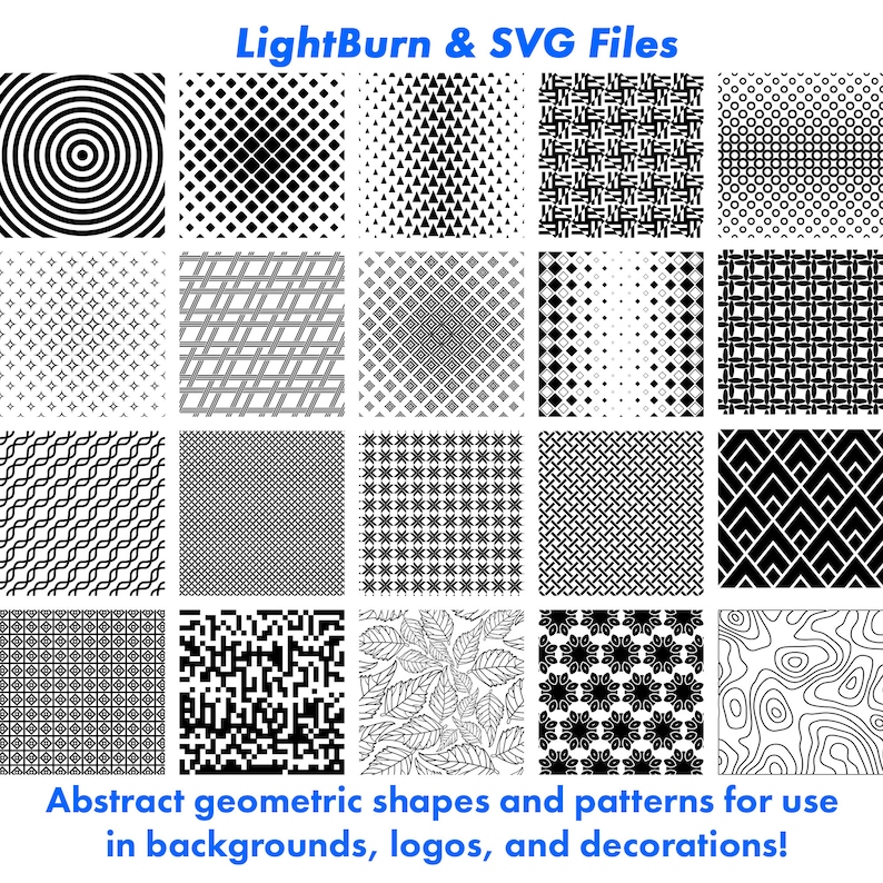 100 Geometric Pattern Designs, Lightburn Art Library Digital File ...