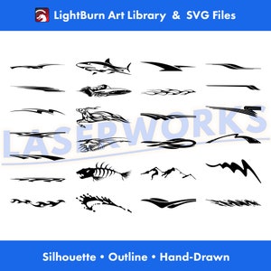 100 Auto Decals, Lightburn Art Library Download & SVG Files, Stripe ...