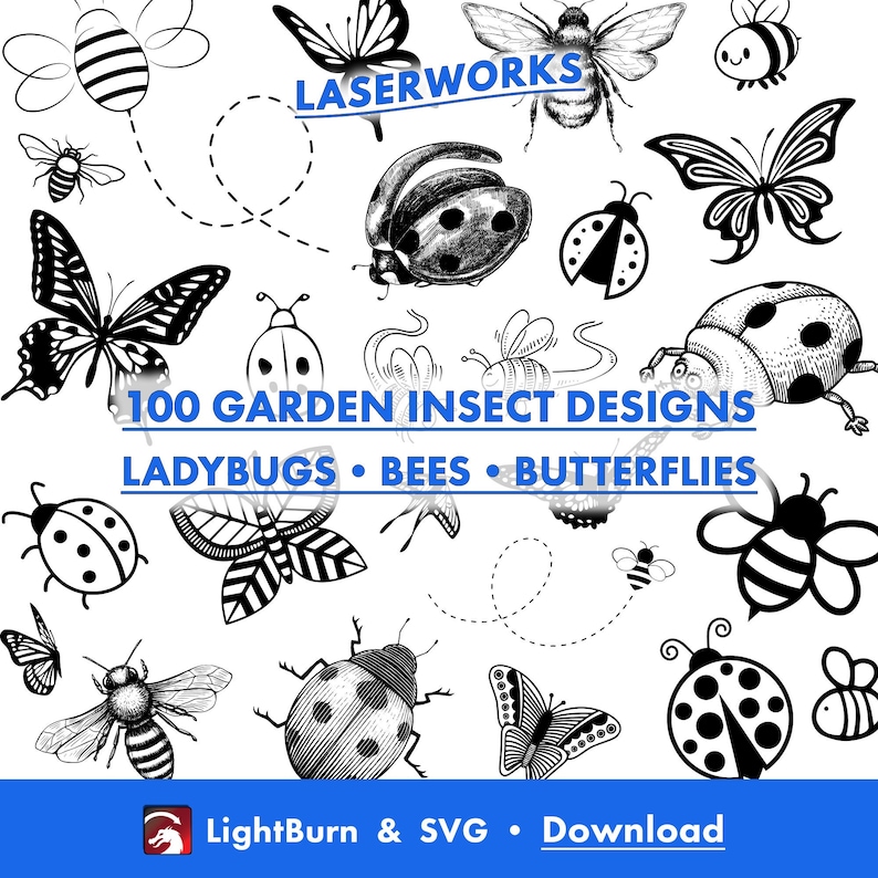 Garden Insect Designs | Lightburn Art Library & SVG Files (digital ...