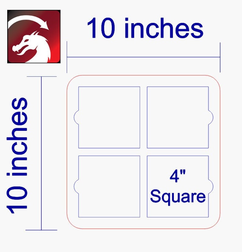Square Coaster Engraving Jig, 4 Inch, Lightburn Digital File, 4 Grid ...
