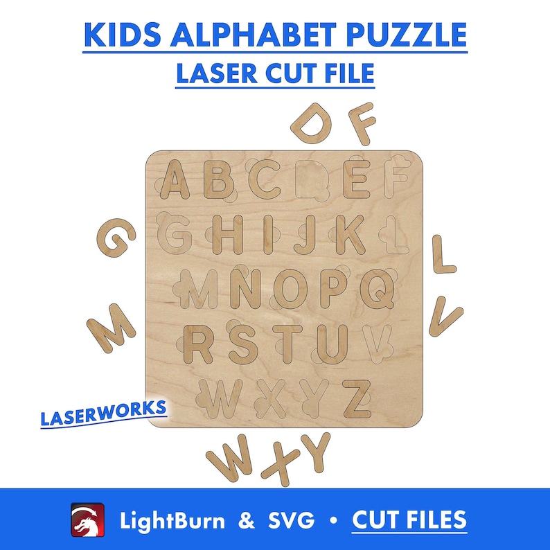 Kids Alphabet Letter Puzzle, Laser Cut Files, Lightburn Digital File ...