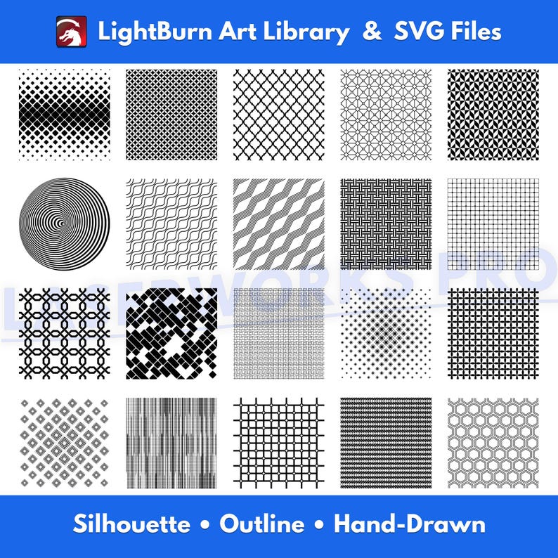 100 Geometric Pattern Designs: Lightburn Art Library & SVG Files ...