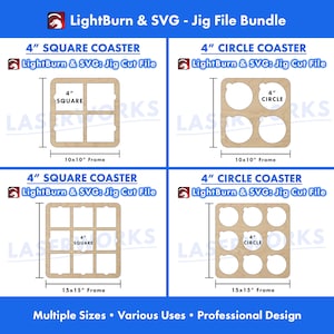 37 Laser Jig Starter Pack: Coasters, Poker Chips, Business Cards (SVG ...