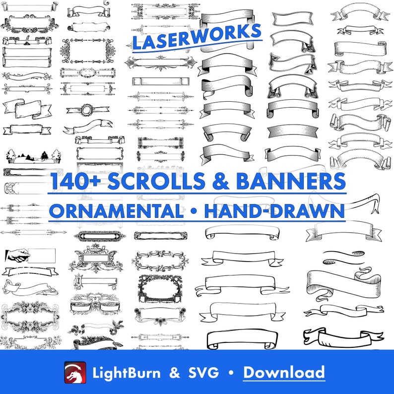 140+ Banner and Scroll Designs | Lightburn & SVG Files (digital ...