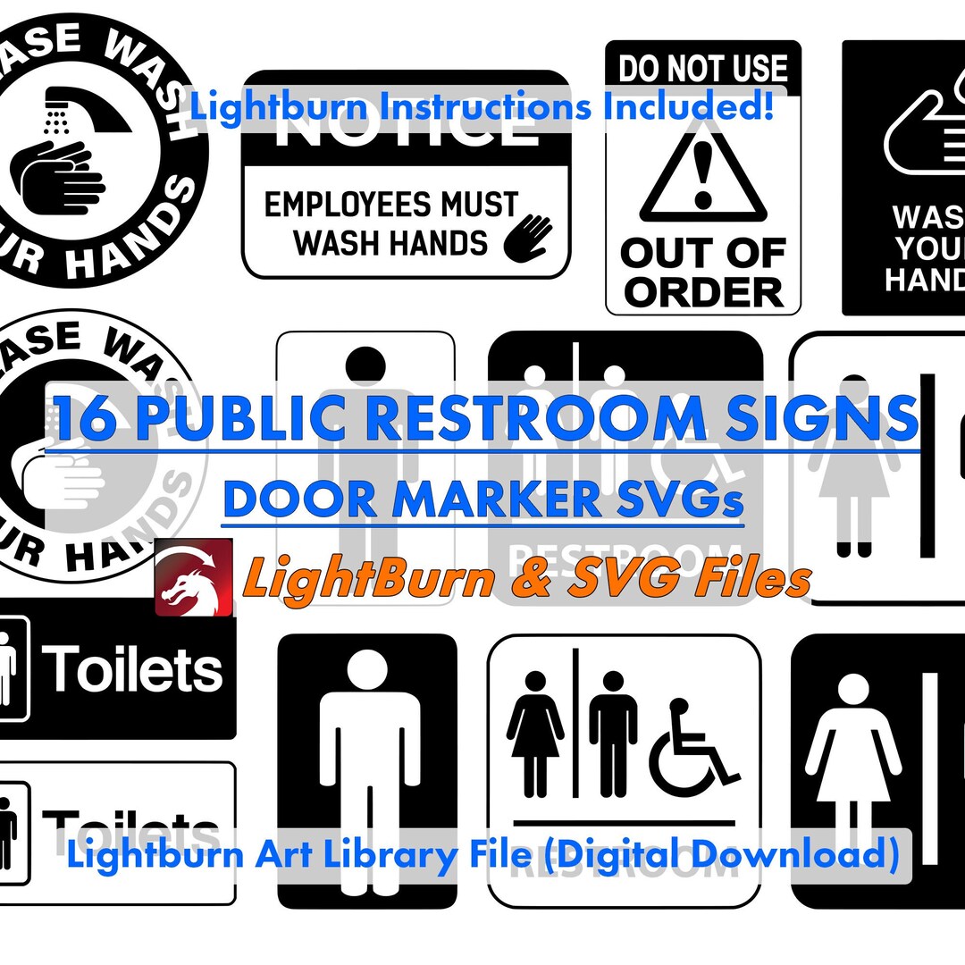 Restroom Wash Hands Marker Signs Lightburn Art Library - Etsy