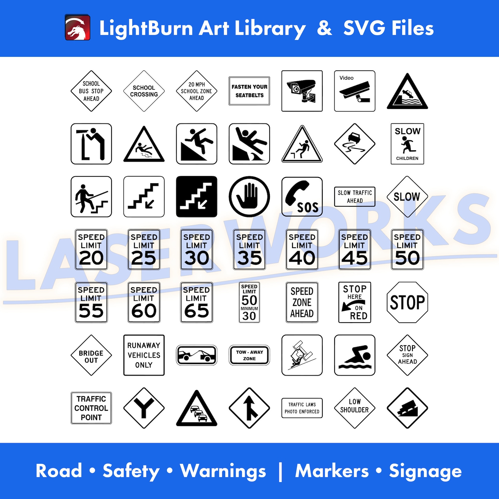 Marker Signs Lightburn Art Library & SVG Files Hazard - Etsy Australia