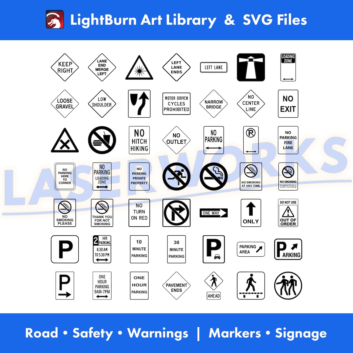 Marker Signs Lightburn Art Library & SVG Files Hazard - Etsy