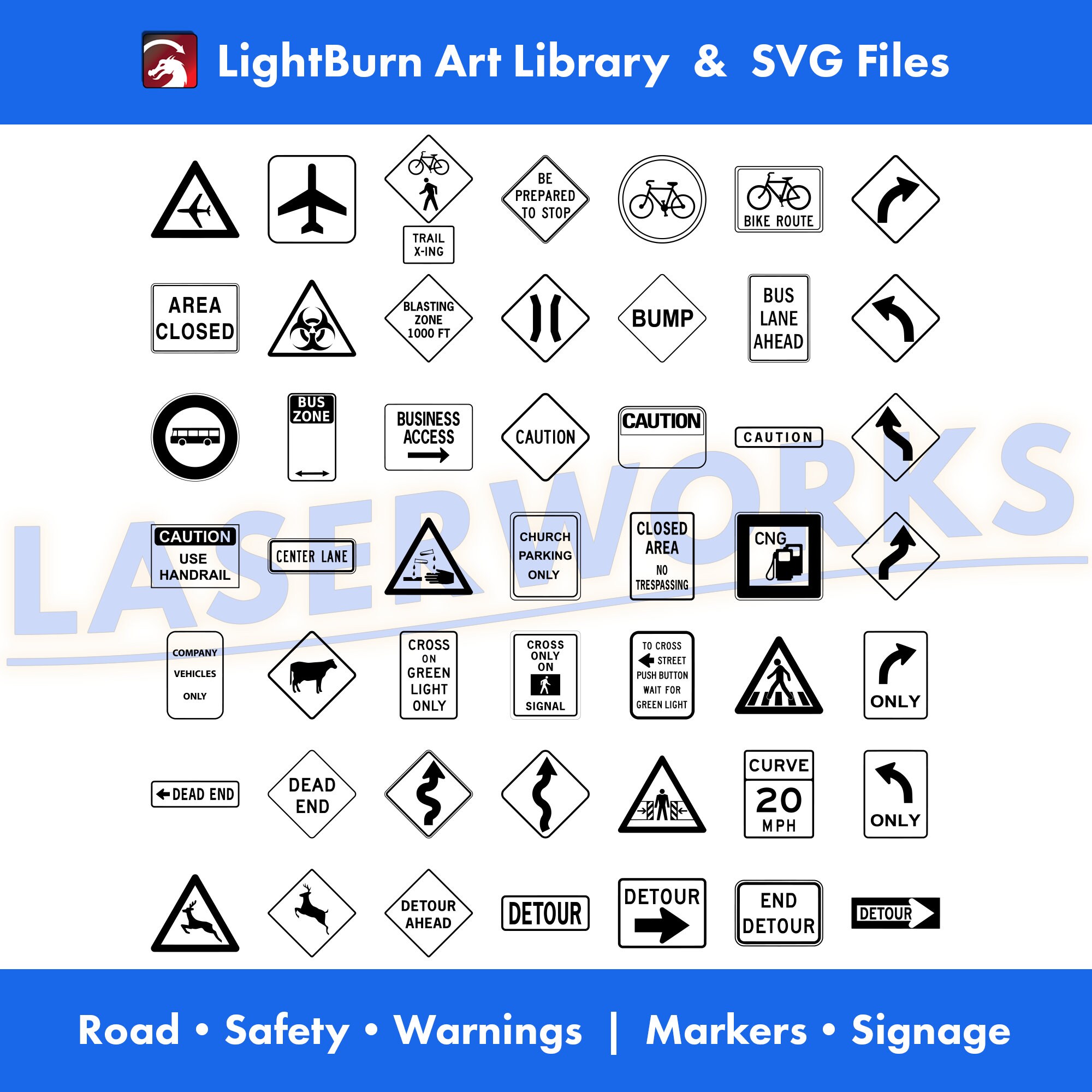 Marker Signs Lightburn Art Library & SVG Files Hazard - Etsy Australia