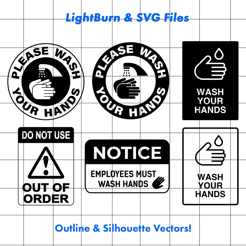 Restroom Wash Hands Marker Signs Lightburn Art Library - Etsy