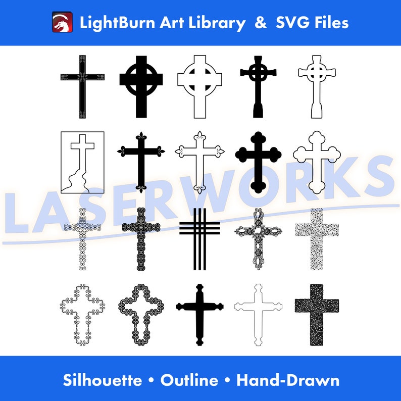 100 Cross Graphics: Christian, Faith | Lightburn Art Library & SVG ...