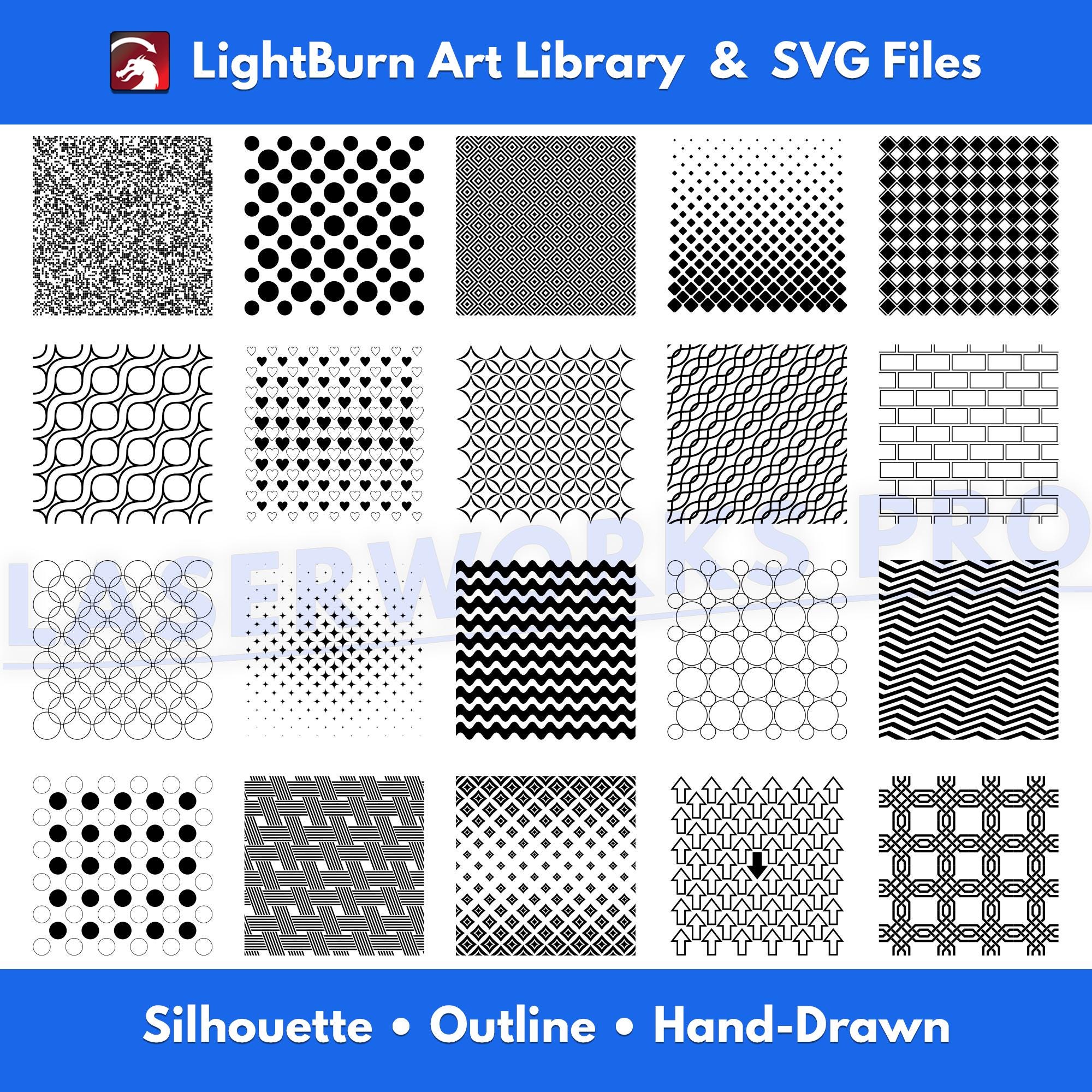 100 Geometric Pattern Designs: Lightburn Art Library & SVG Files ...