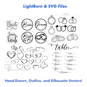 300+ Hand Drawn Wedding Graphics | Lightburn Art Library & SVG Files ...