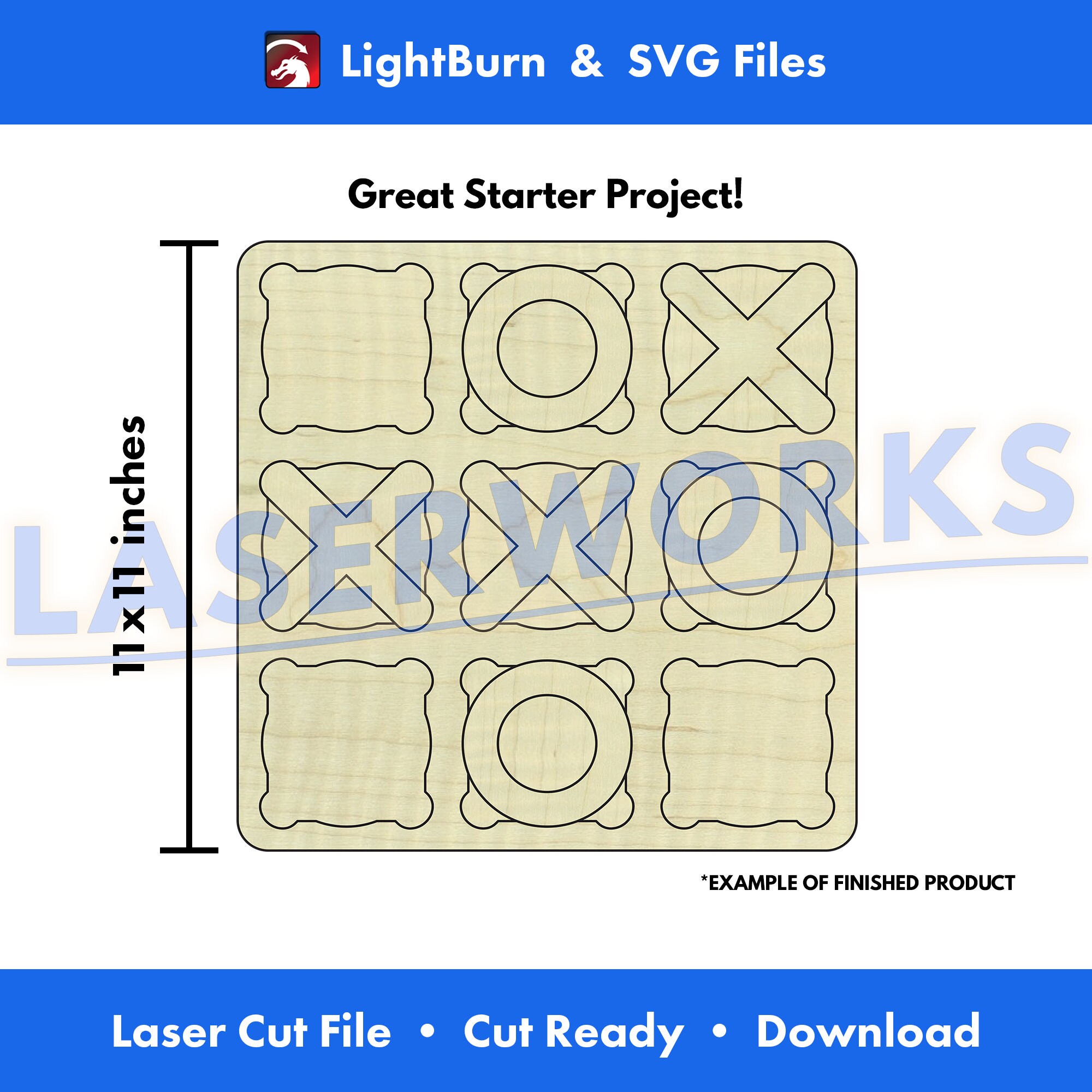 Tic Tac Toe Board Game, Laser Cut Files, Lightburn Digital File ...