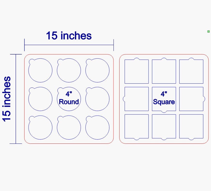 Square & Circle Coaster Engraving Jig: 9 Grid Template (SVG and ...