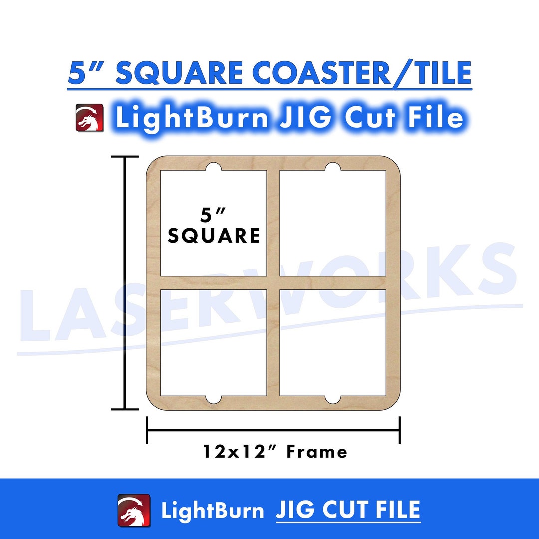 Square Coaster Engraving Jig 5 Inch Lightburn Digital File - Etsy