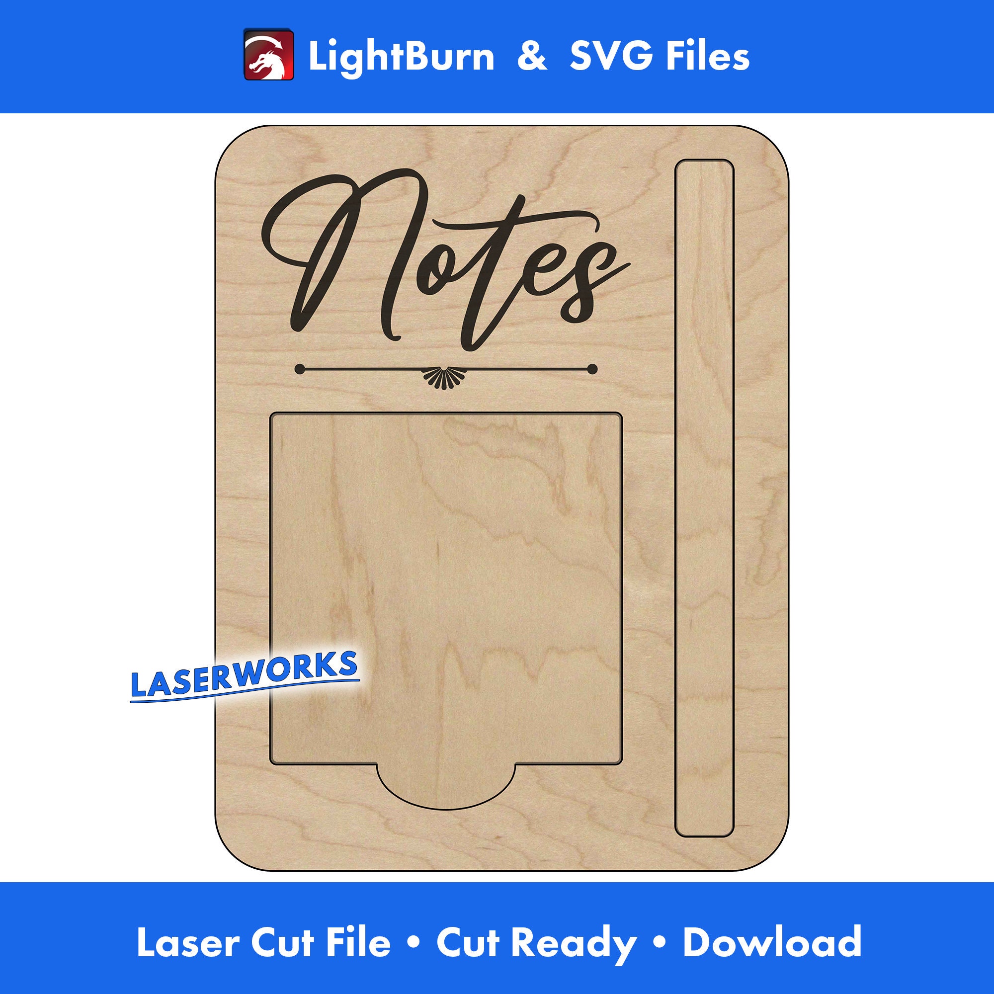 Sticky Note Pad Holder Laser Cut | Lightburn & SVG Files (digital ...