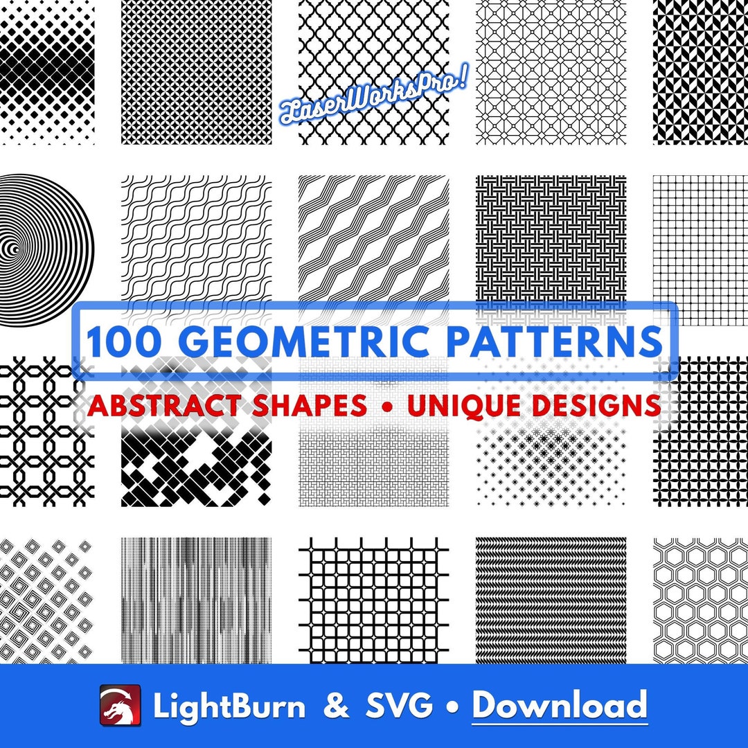 100 Geometric Pattern Designs: Lightburn Art Library & SVG Files ...