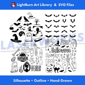 330 Halloween Graphics: Lightburn Art Library & SVG Designs (digital ...