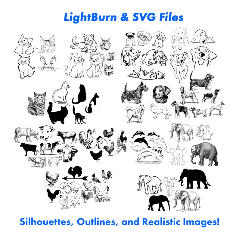 330+ Animal Outline Designs: Hand-drawn | Lightburn & SVG Files ...