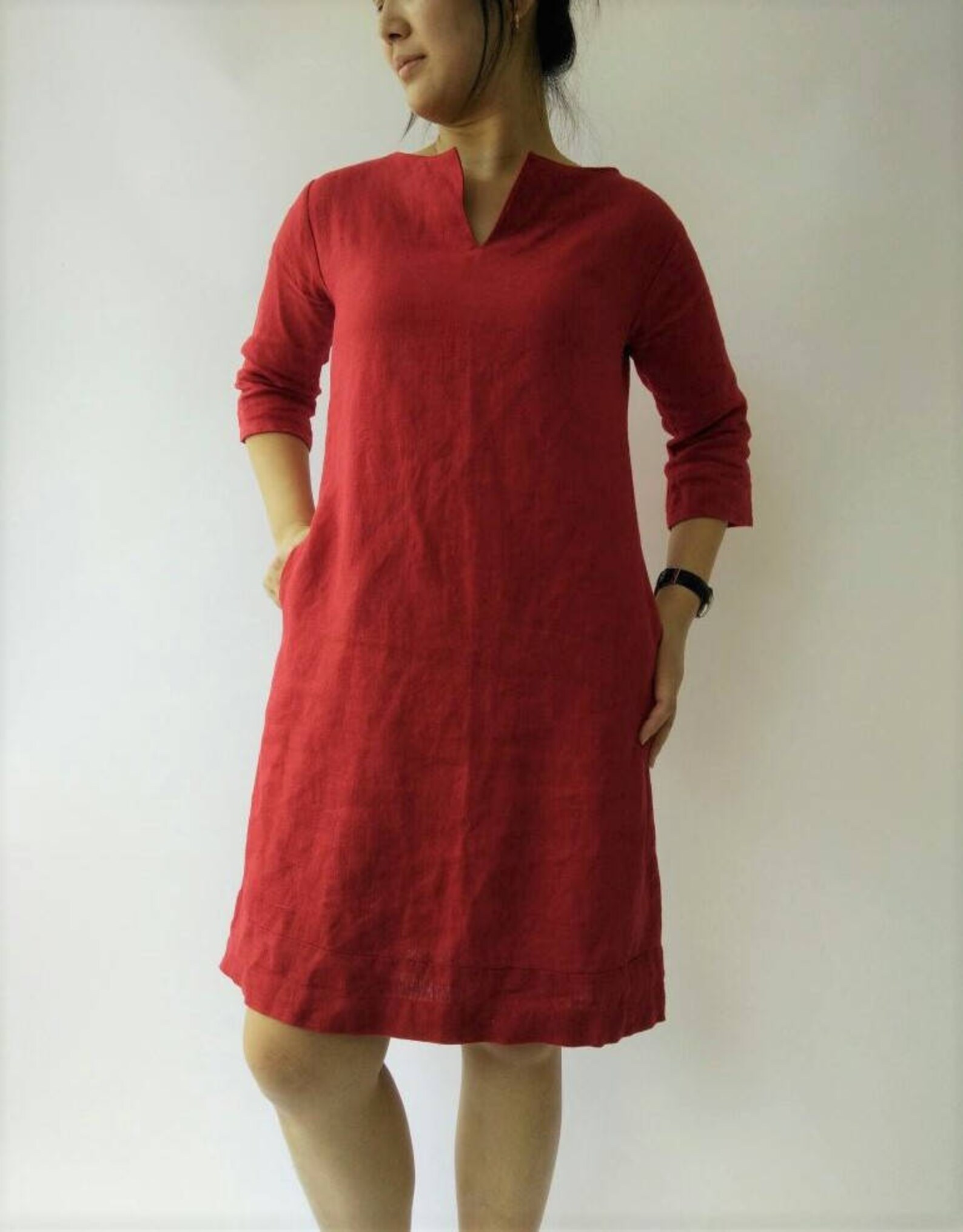 Red Linen Dress Linen Tunic Dress Natural Dress - Etsy UK