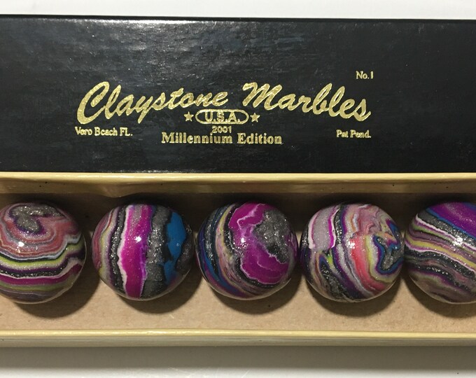 Marbles Handmade Clay Claystone Marbles Original Box Set #25 Signed ...