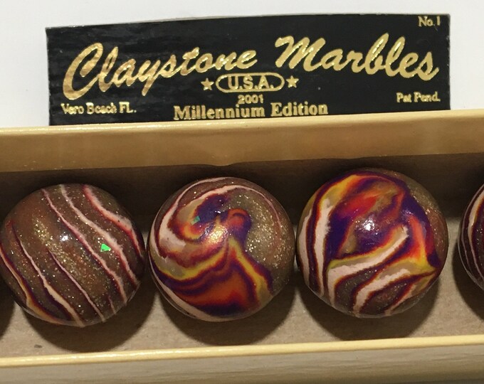 Marbles Handmade Clay Claystone Marbles Original Box Set # 11 Signed ...