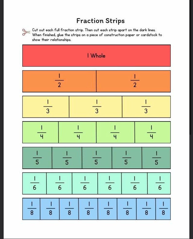 Fraction Strips - Etsy