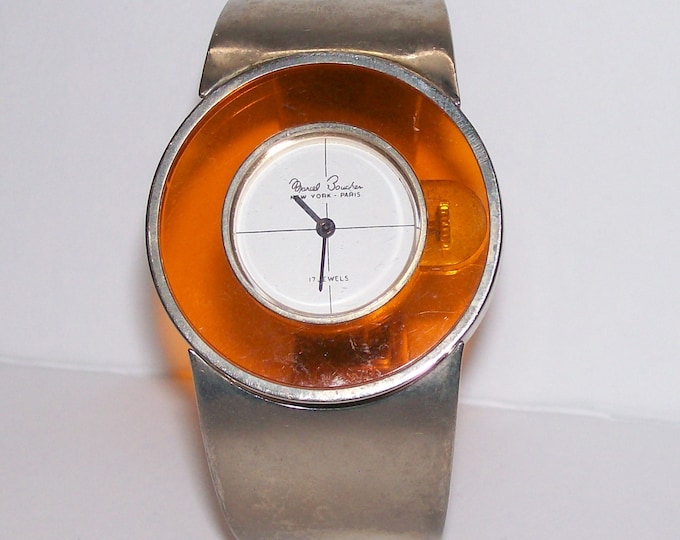 Marcel Boucher Amber Lucite Bracelet Watch Retro Mid Century Hinged ...