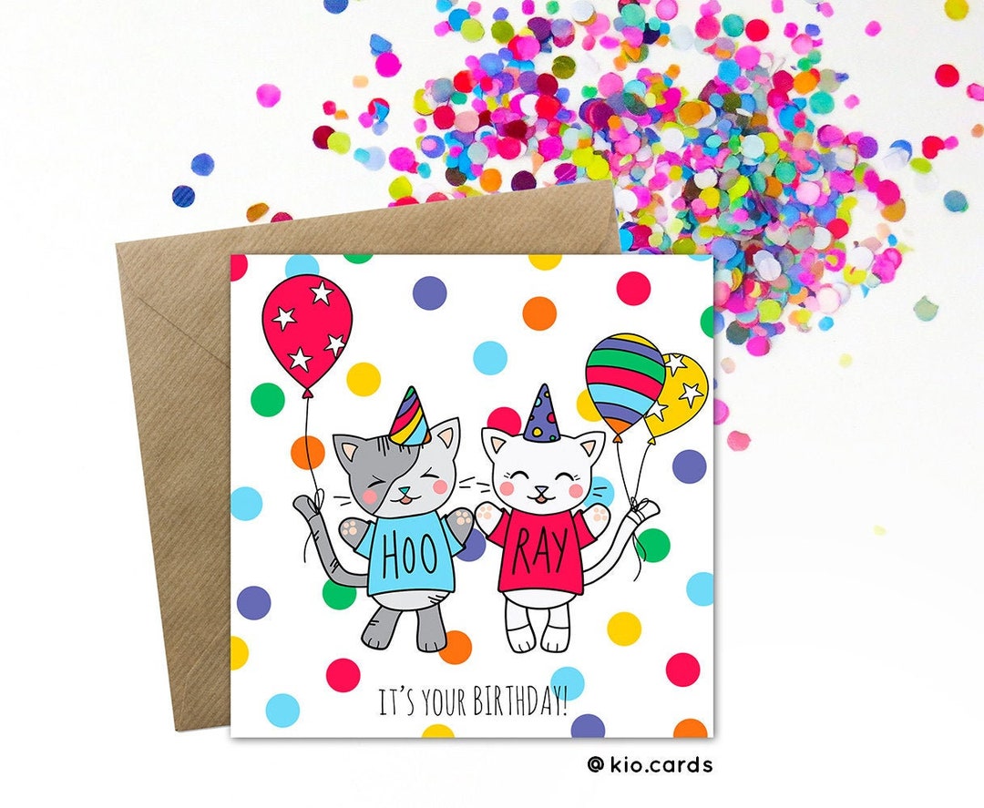 Cats Birthday Card Handmade | Cute Cats Birthday Card, Handmade Cat ...