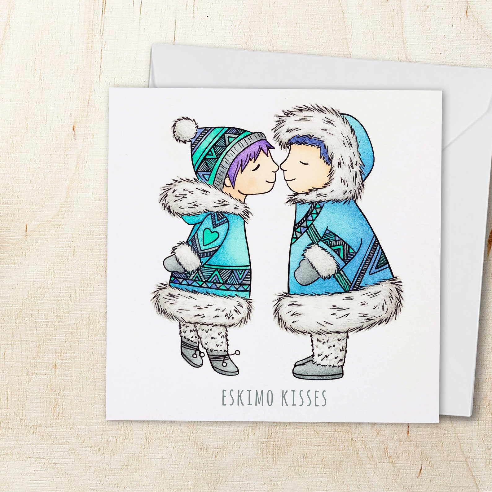 Eskimo Kisses Romantic Christmas Card Eskimo Kiss Boyfriend - Etsy