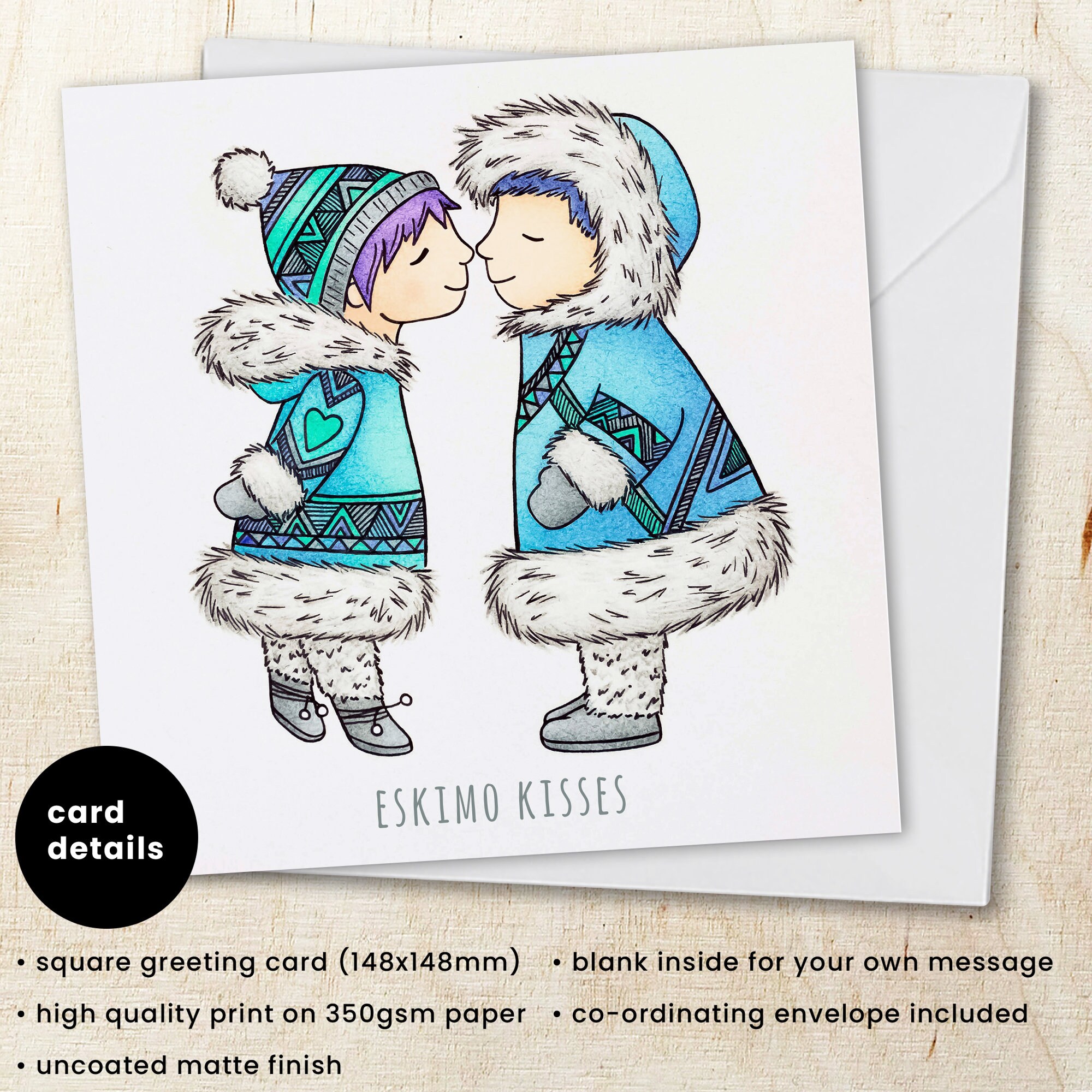 Eskimo Kisses Romantic Christmas Card Eskimo Kiss Boyfriend - Etsy