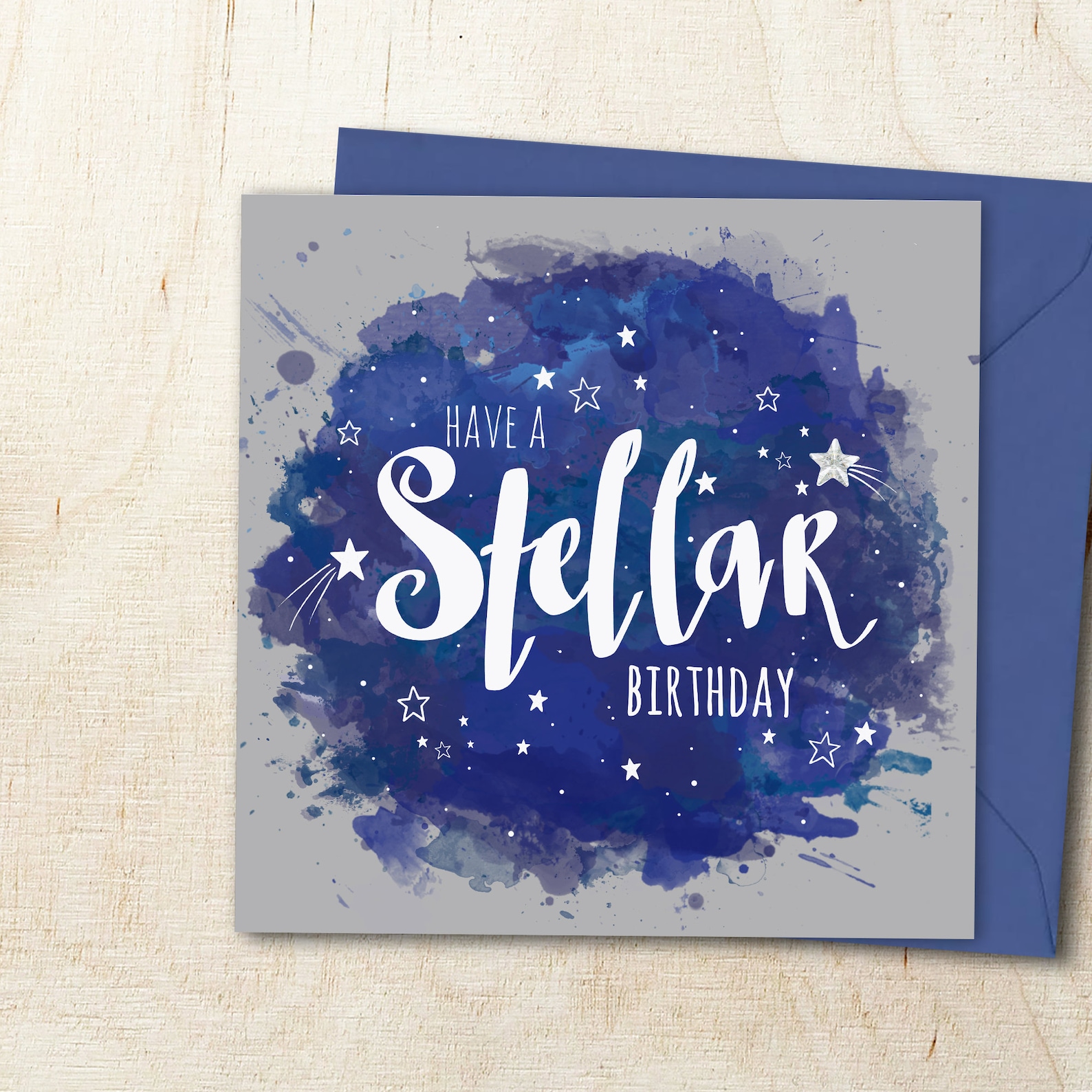 Space Birthday Card, Stellar Stars, Watercolour Galaxy, Eco Friendly ...