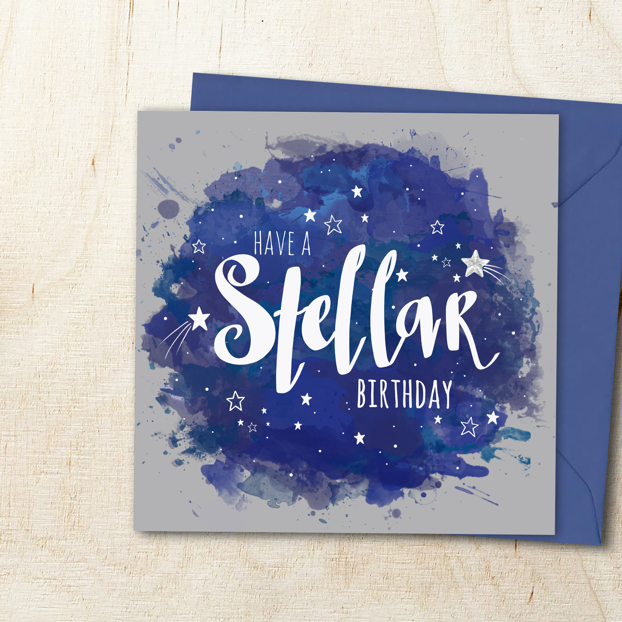 Space Birthday Card, Stellar Stars, Watercolour Galaxy, Eco Friendly ...
