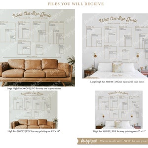 Living Room, Bedroom Wall Art & Print Size Guide Template PACKAGE, 2 ...