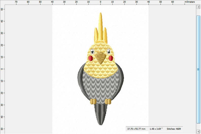Digitized Cockatiel Machine Embroidery Design - Etsy