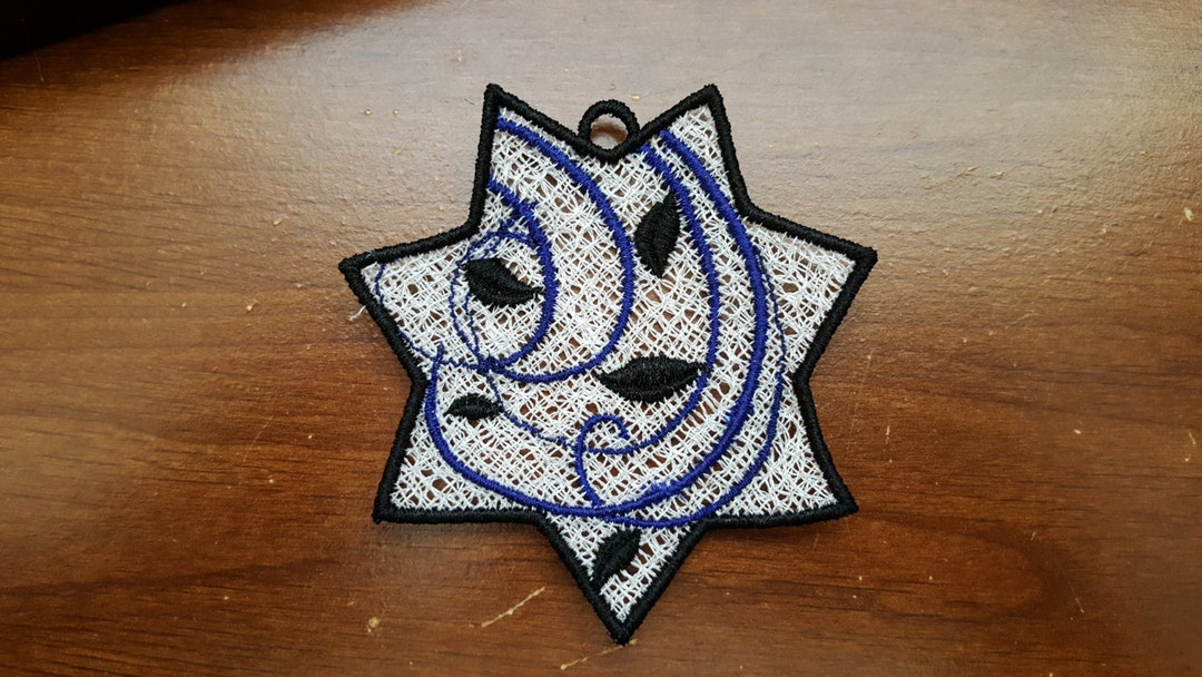 7 Point Star Police Badge Freestanding Lace Ornament Machine Embroidery ...