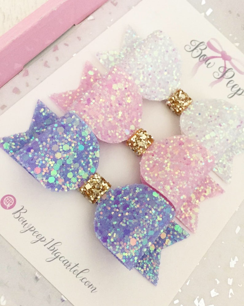 Princess Bows Princess Bow Pink Glitter Bow Purple Glitter | Etsy