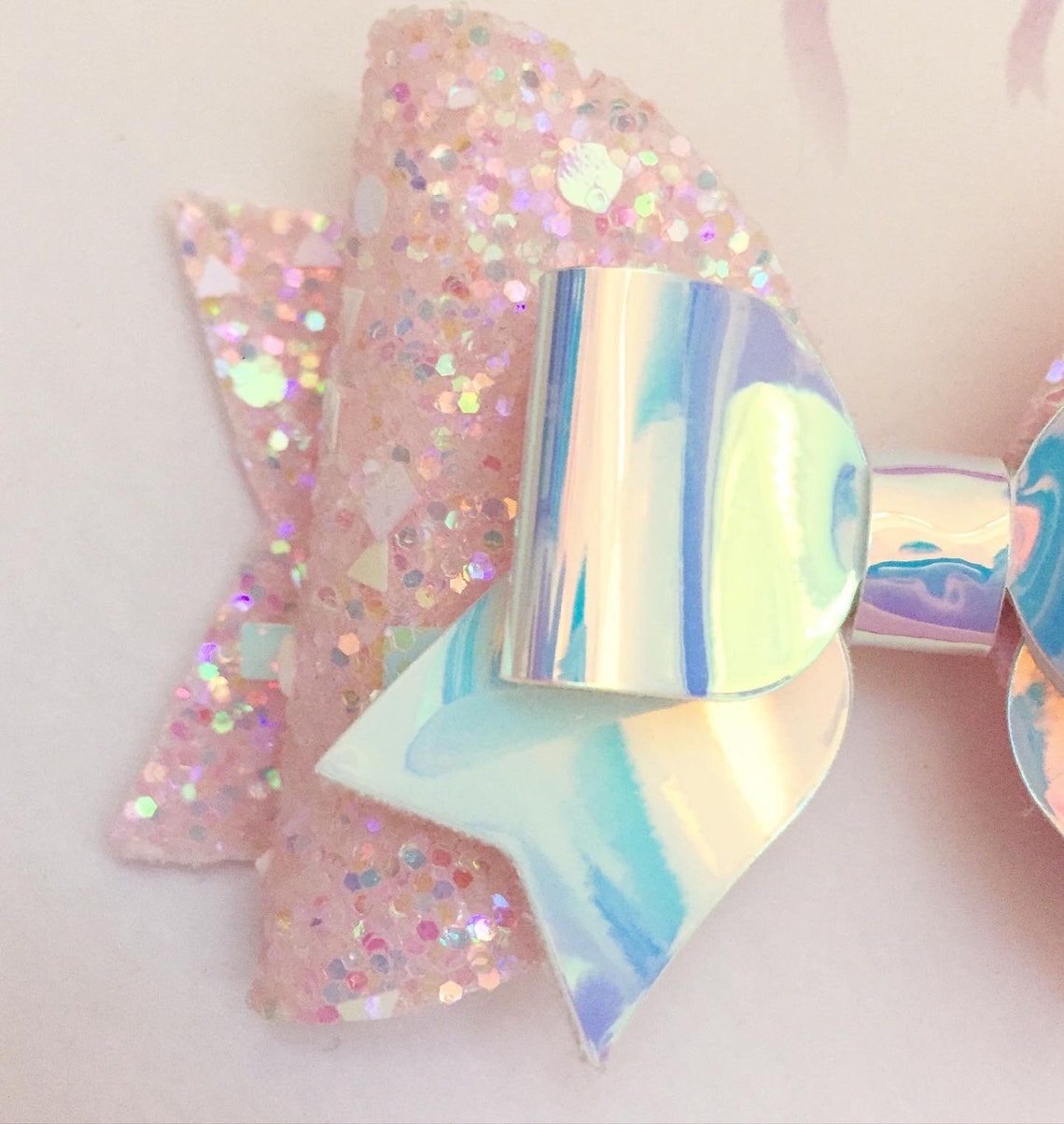 Pink Bow Glitter Bow Iridescent Bow Sparkly Pink Bow Baby - Etsy