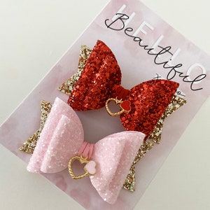 Valentine’s Day Hair Bow, Red Hair Bow, Pink Hair Bow, Hair Bow With ...
